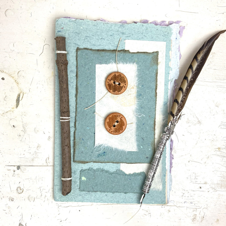 Art Journal with Handmade Paper Cover, Featuring Vintage-Style Button ...