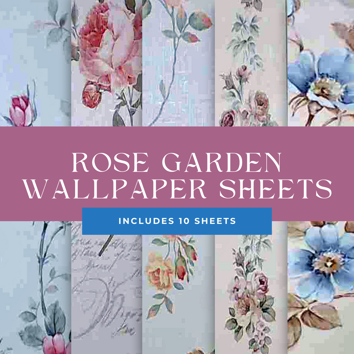 Rose Garden Theme Unpasted Wallpaper Sheets for Crafting, Junk Journal ...